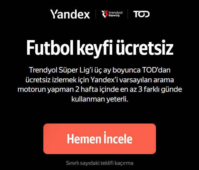 Yandex TOD Bein Sports 3 Aylık Bedava İzle Kodu Kazanma - Tosunkaya.com